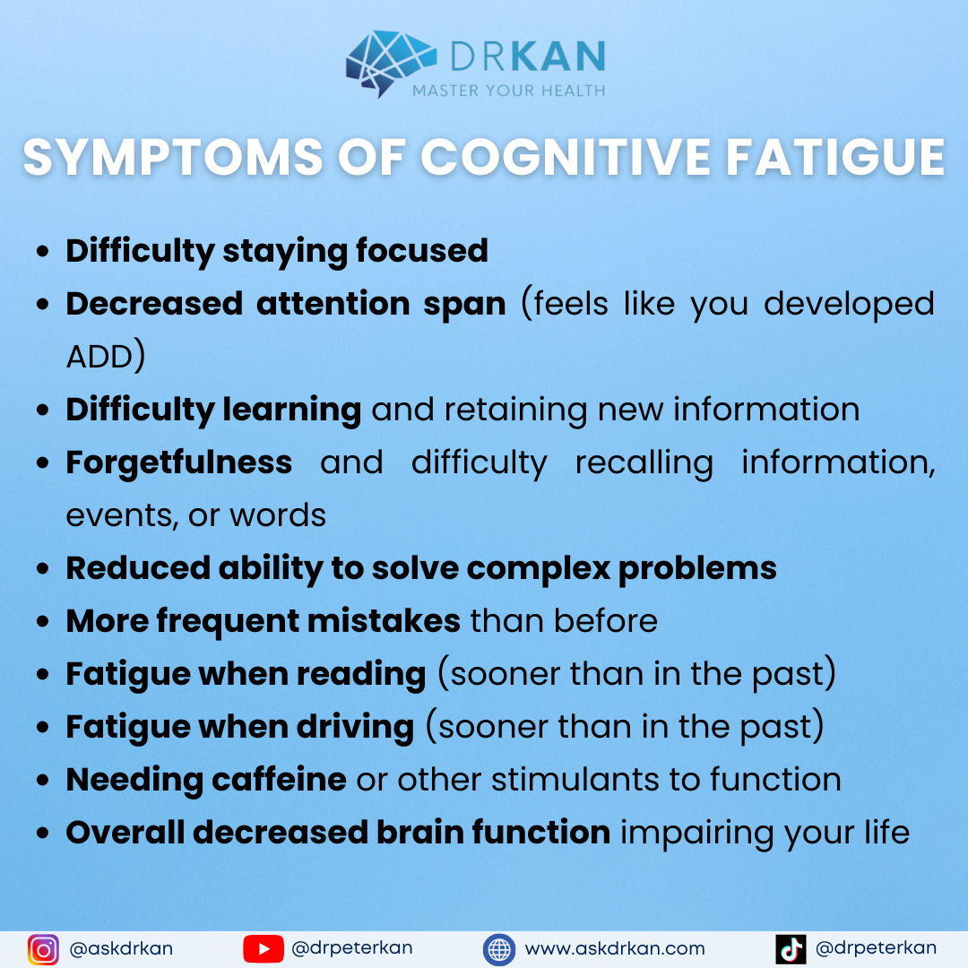 Symptoms of cognitive fatigue: